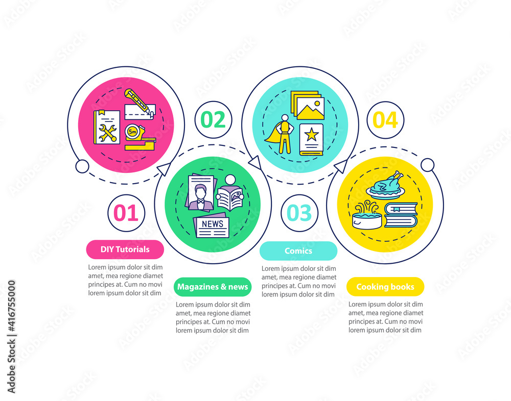 Online library catalogue vector infographic template. DIY tutorials presentation design elements ...