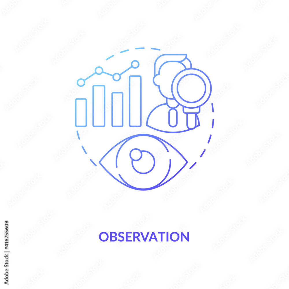 Observation navy gradient concept icon. Hypotheses and theories idea ...