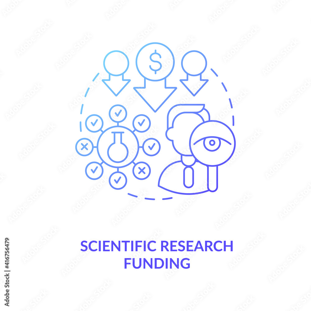 Scientific research funding concept icon. Sponsorships between science ...