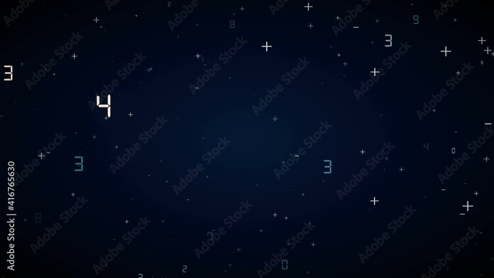 Abstract looping shapes animation.Digits, plus and minus. HUD Sci Fi ...
