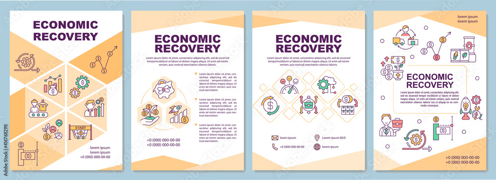 Economic recovery brochure template. Process of economic adaptation ...