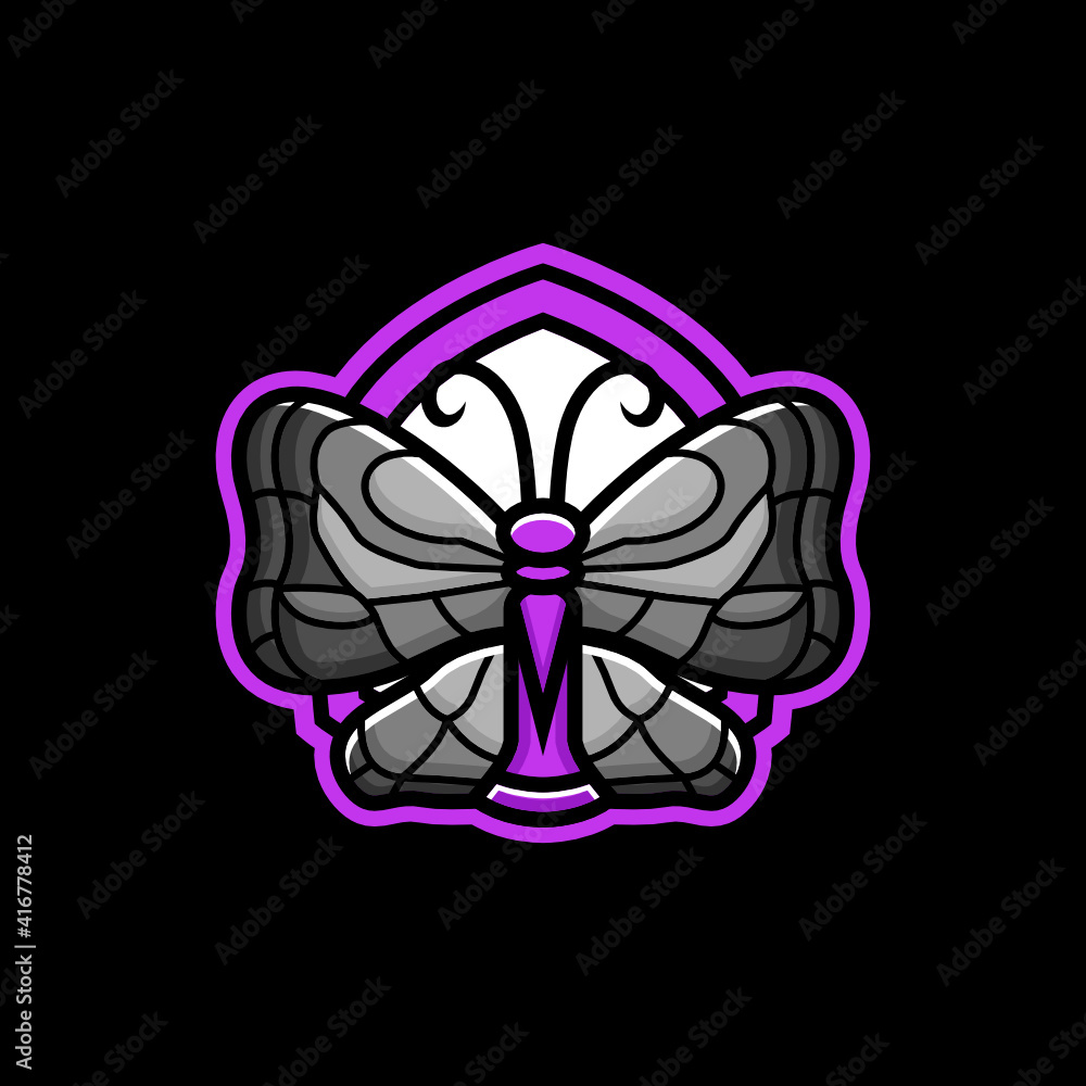 E-sport purple butterfly mascot logo design Stock Vector | Adobe Stock