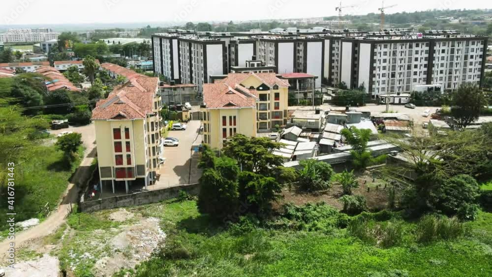 Real estate of the nairobi estate located near dam of Nairobi, drone ...