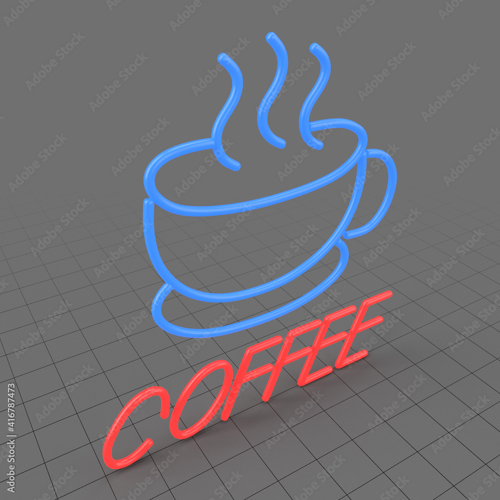 LED neon light coffee sign Stock 3D asset | Adobe Stock