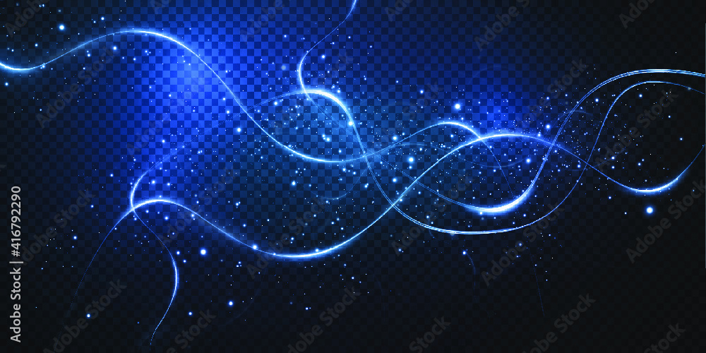 Light realistic curve. Magical sparkling golden glow effect. Abstract ...