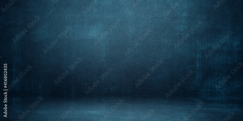 Empty blue grunge color studio room background, can use for background ...