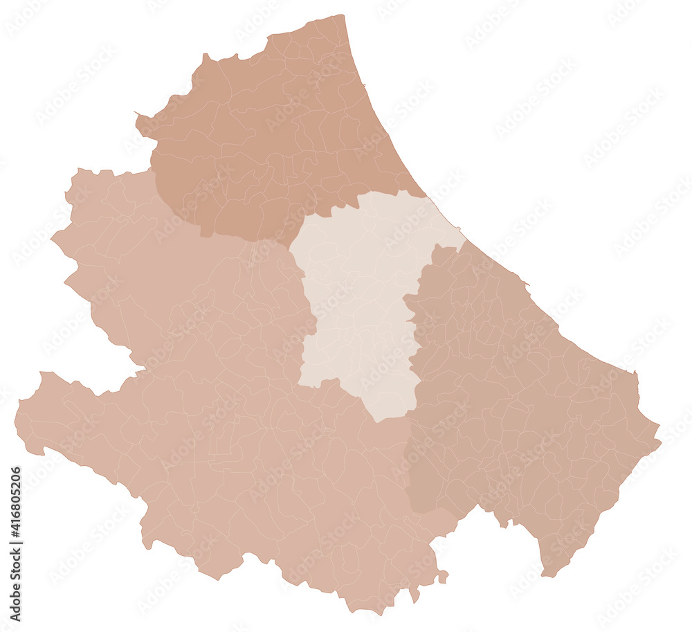 Abruzzo map, division by provinces and municipalities. Closed and ...