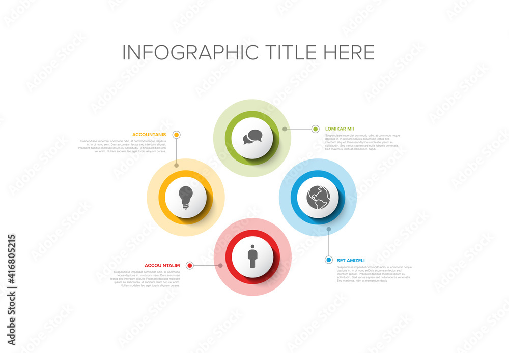 Simple Infographic with Four Circle Icon Elements Stock Template ...