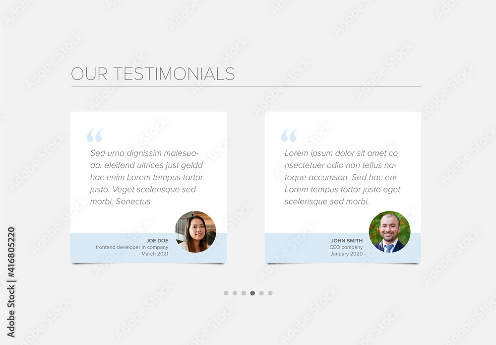 Testimonials Review Opinion Section Layout Layout Stock Template ...