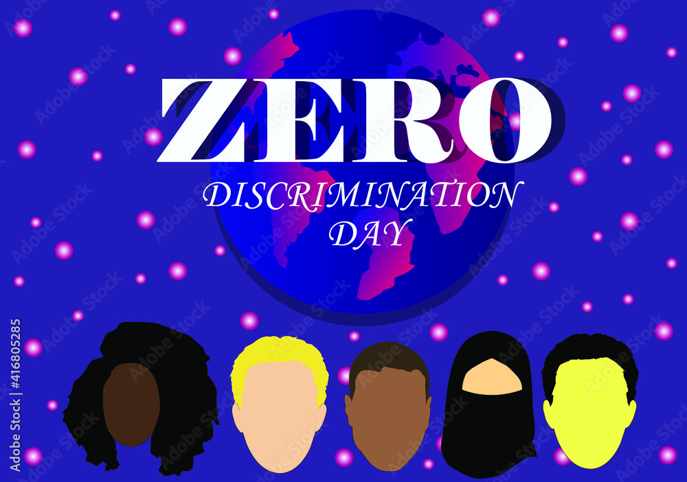 poster to raise awareness about zero discrimination, blue gradient ...