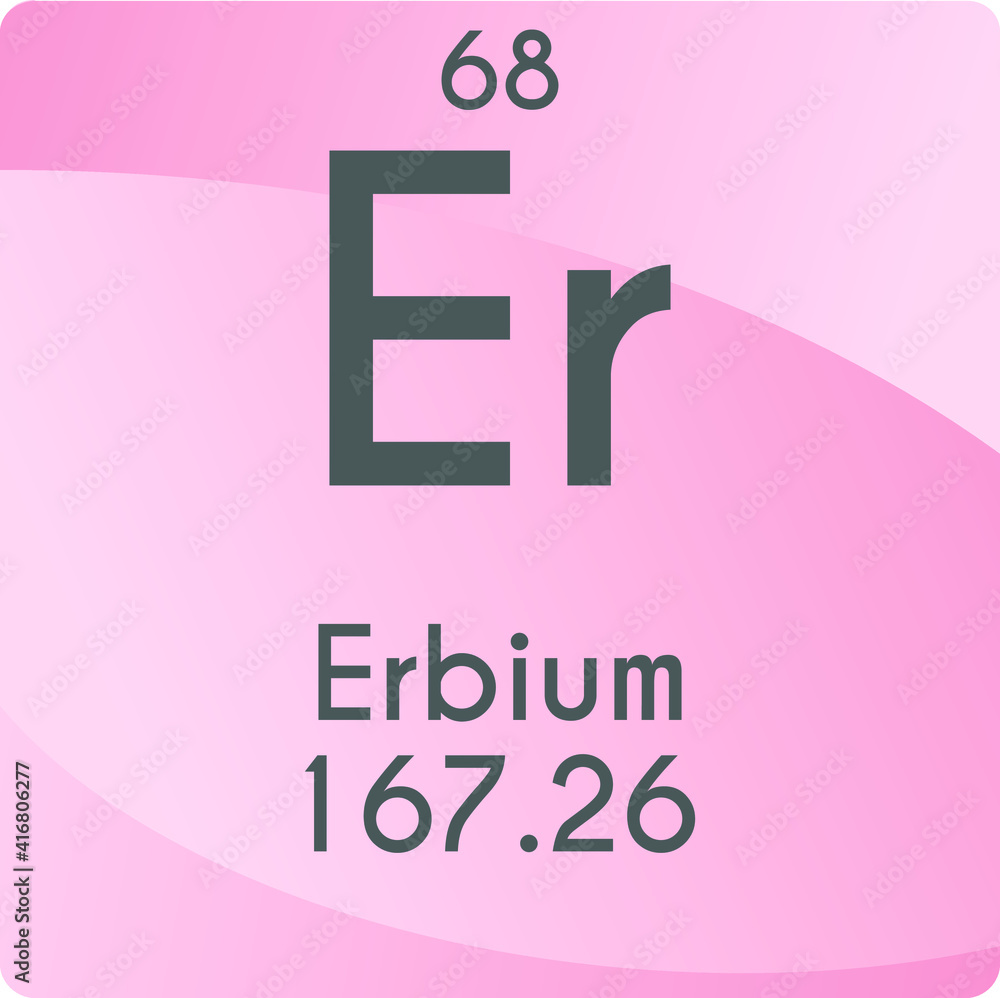 Er Erbium Lanthanide Chemical Element vector illustration diagram, with ...
