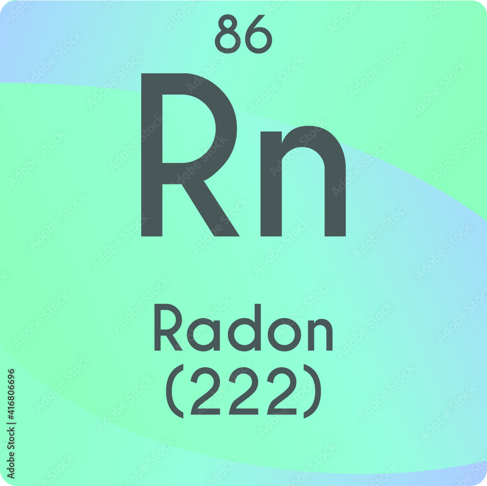 Rn Radon Noble gas Chemical Element vector illustration diagram, with ...