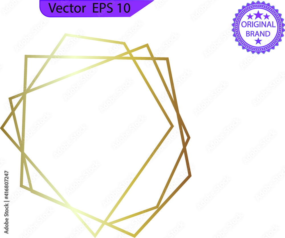 Gold geometrical polyhedron linear frame. Gold polygonal frames set ...