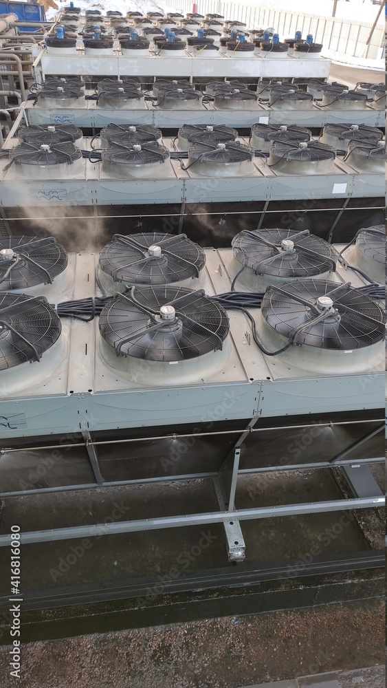 Cooling system for industrial heat exchangers. Industrial fan cooling ...