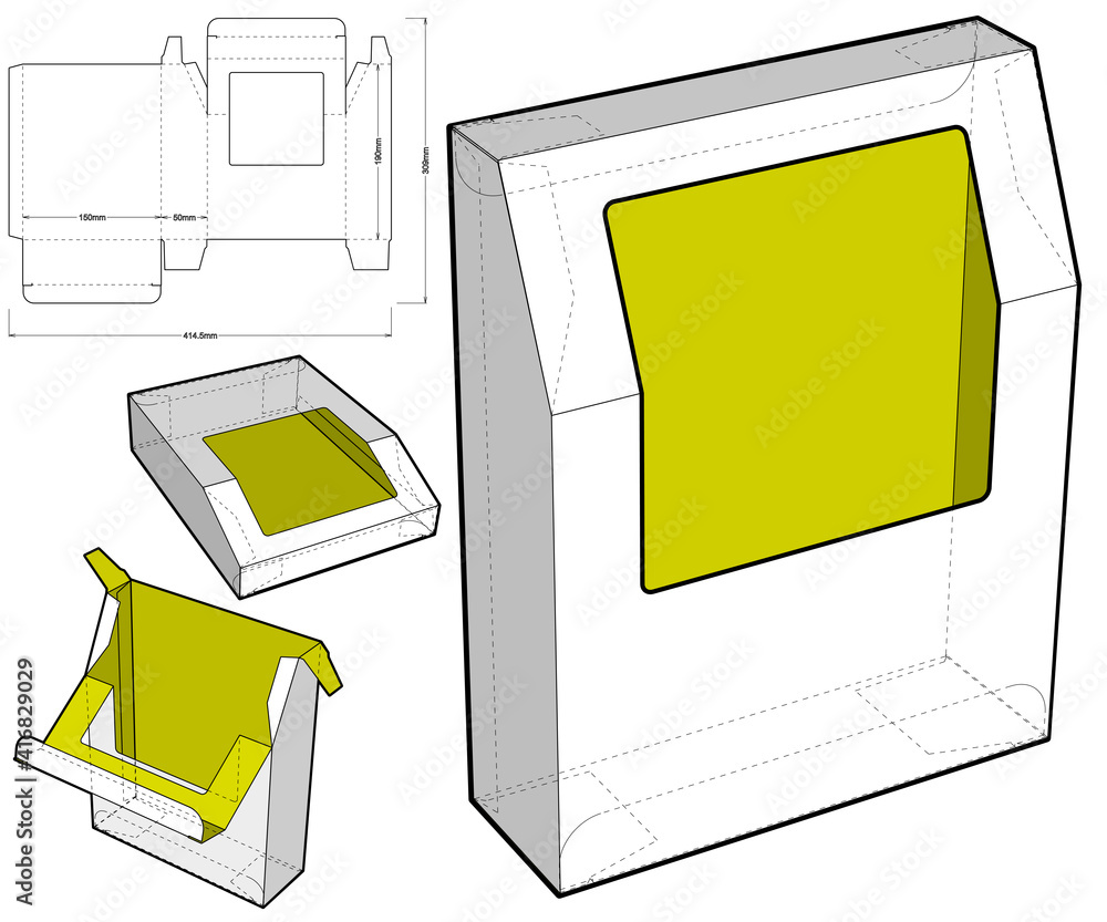 Folding Box (Internal measurement 15x5x19 cm) and Die-cut Pattern. EPS ...