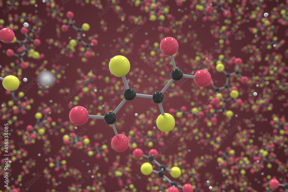 Generic succimer molecule. Ball-and-stick molecular model. Chemistry ...