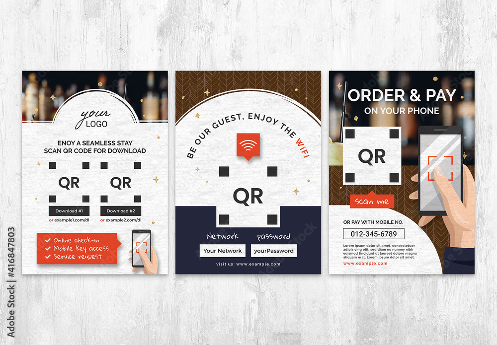 QR Code Scan Restaurant Menu App Download and Payment Layout Stock ...