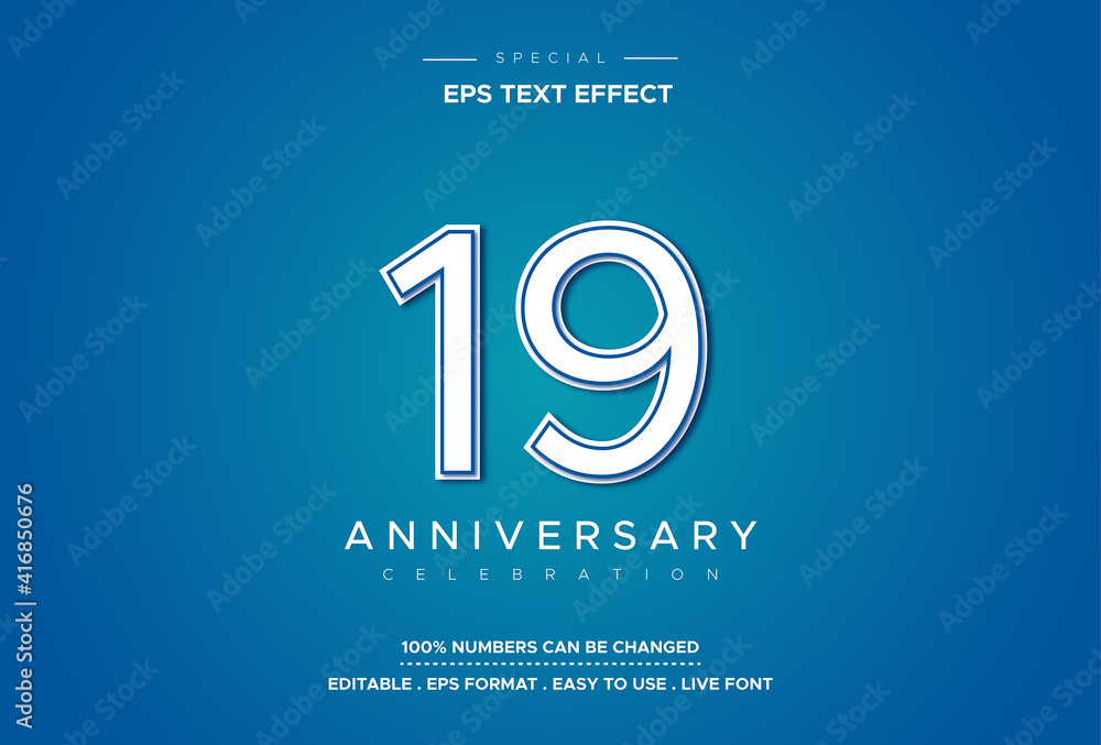 Poster Editable text style effect with 19th anniversary numbers – Wall ...