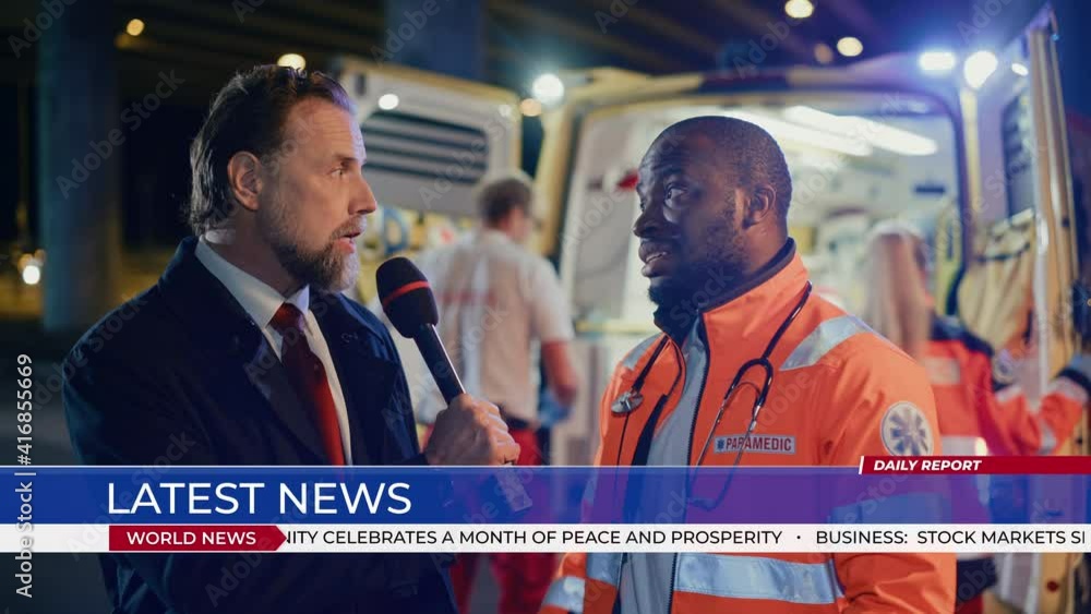 Breaking News Live TV Channel: Anchor Reporting at the Scene, Doing ...