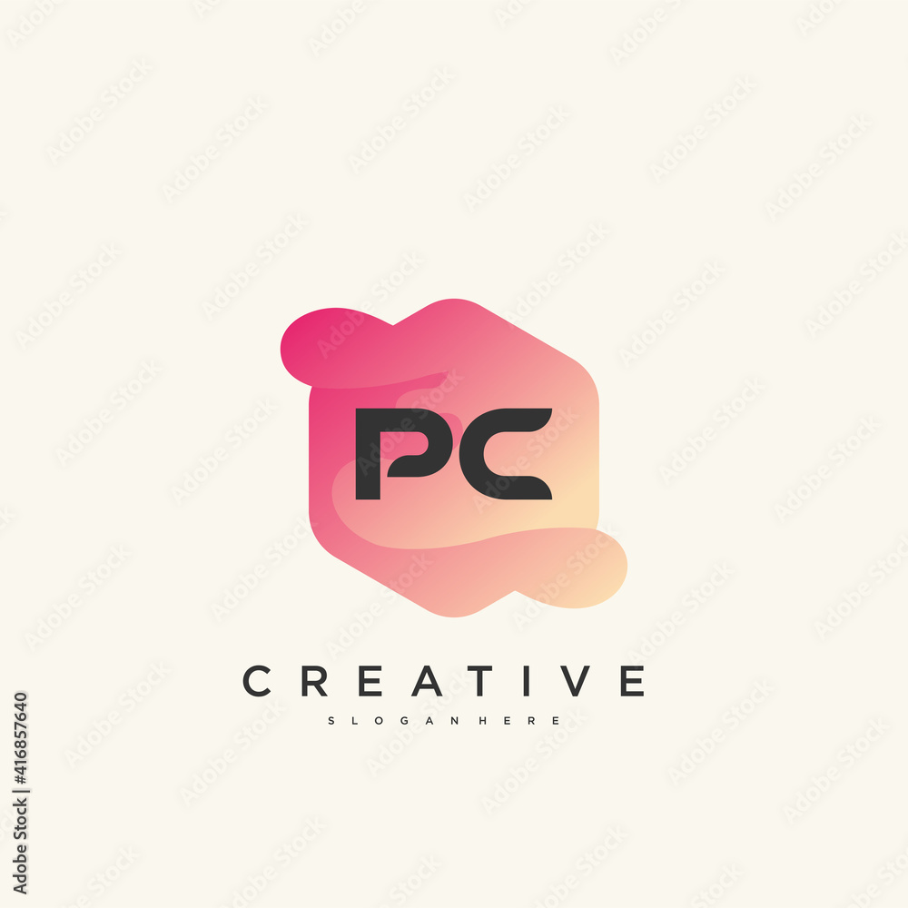 PC Initial Letter Colorful logo icon design template elements Vector ...