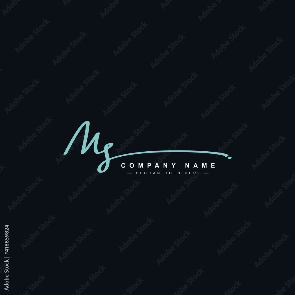 MS Initial Letter Logo - Handwritten Signature Style Logo Stock Vector ...