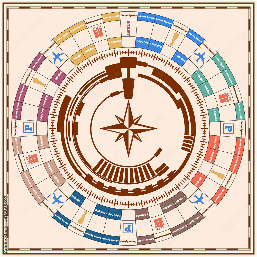 Board game template. On a colored background. Vector illustration ...