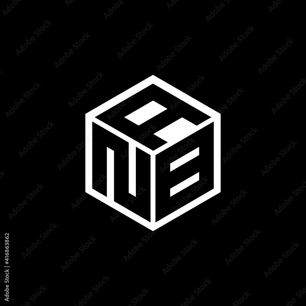 NBA letter logo design with black background in illustrator, cube logo ...