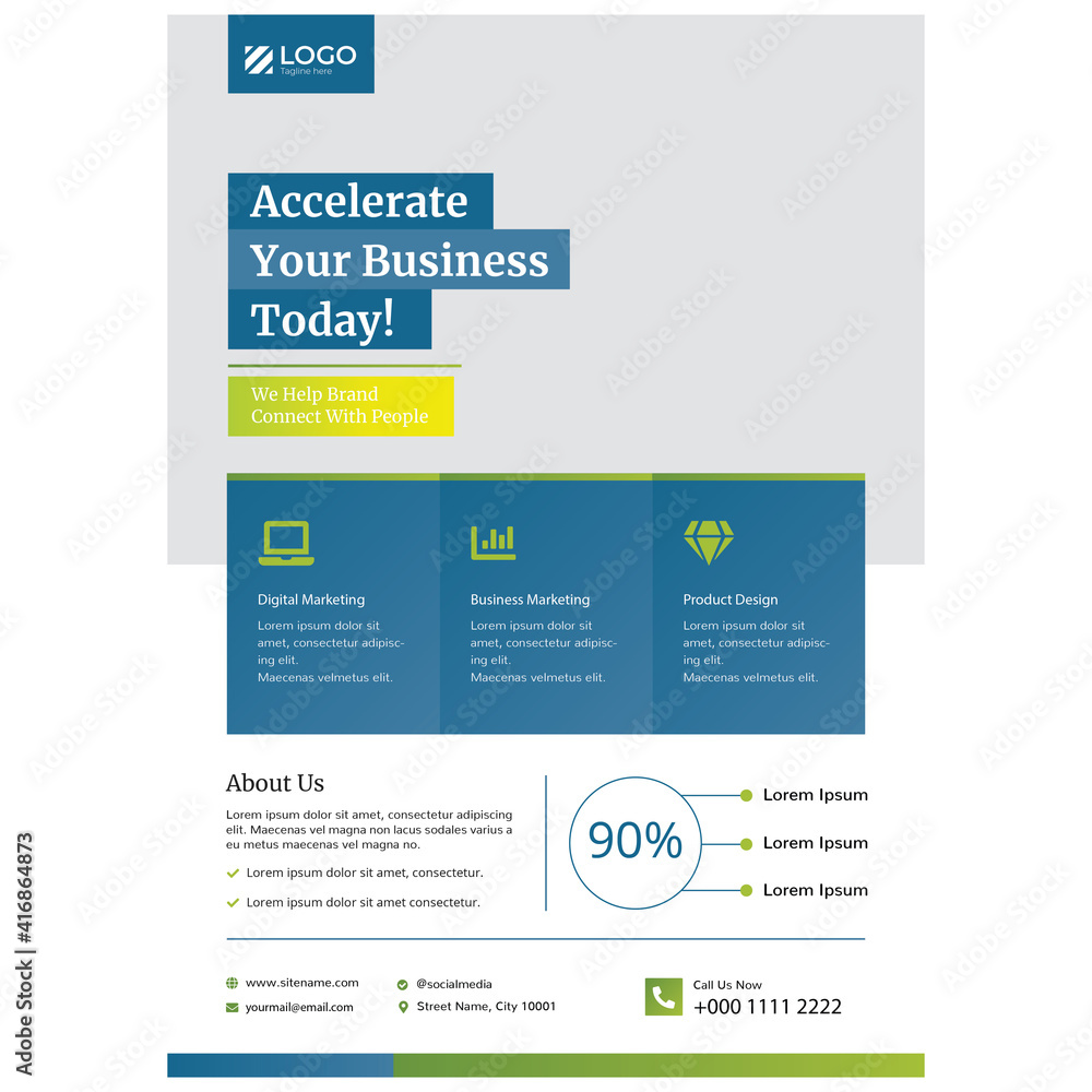 Modern style flyer template A4 size with bleeds high resolution vector ...