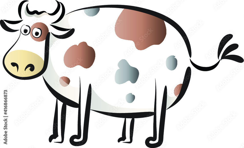 vector cartoon fat milk cow Stock Vector | Adobe Stock
