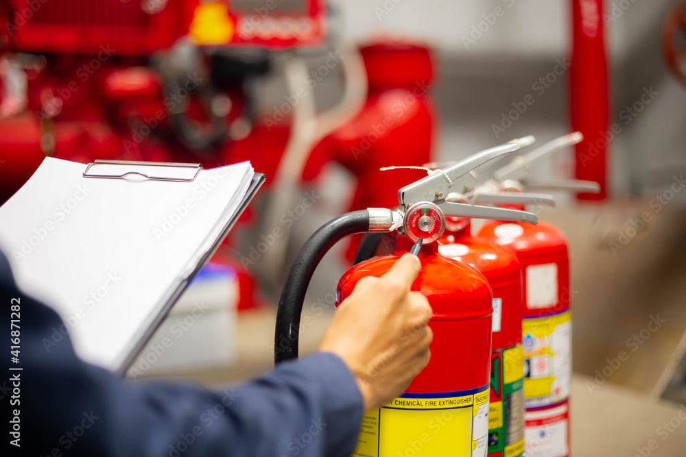 Engineer checking Industrial fire control system,Fire Alarm controller ...