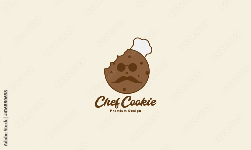 cartoon head chef cookie logo design vector icon symbol illustration ...