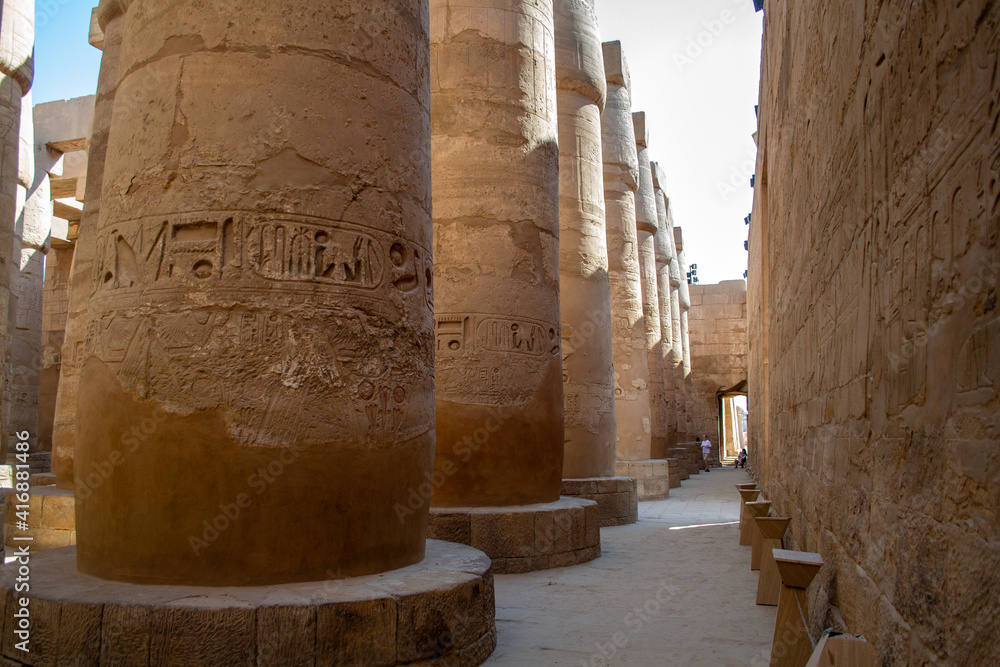 KARNAK TEMPLE - Massive columns inside beautiful Egyptian landmark with ...