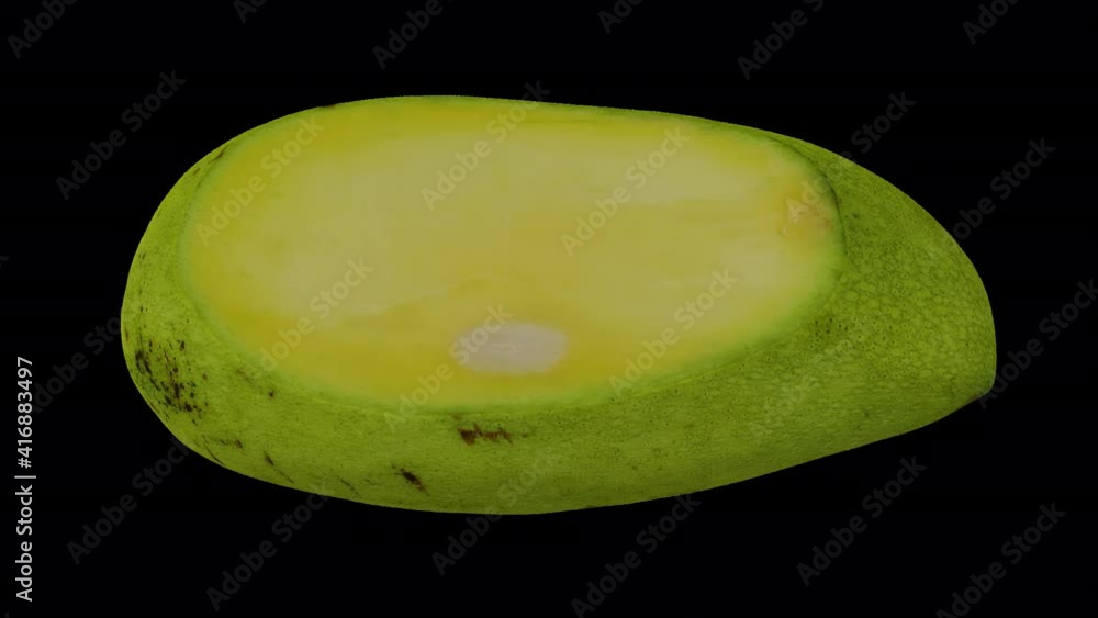 Realistic render of a rolling cut Green (Unripe) Ivory Mango on ...