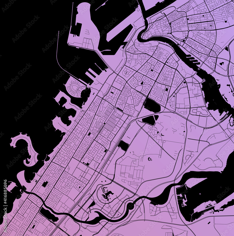 Dubai, Dubay, United Arab Emirates (ARE) - Urban vector city map with ...