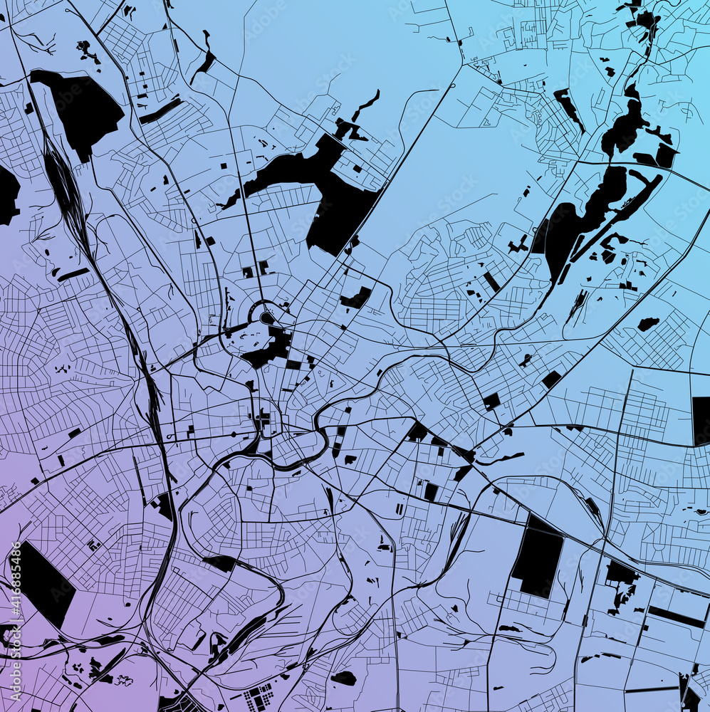 Kharkiv, Ukraine (UKR) - Urban vector city map with parks, rail and ...