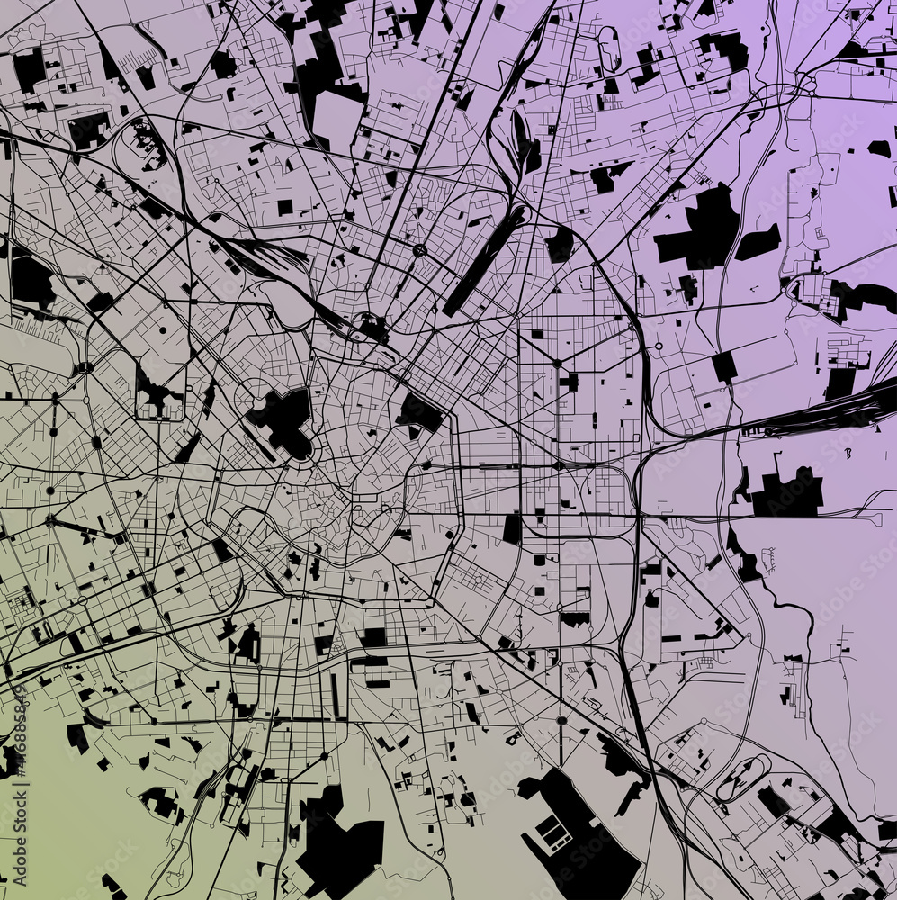Milan, Lombardia, Italy (ITA) - Urban vector city map with parks, rail ...