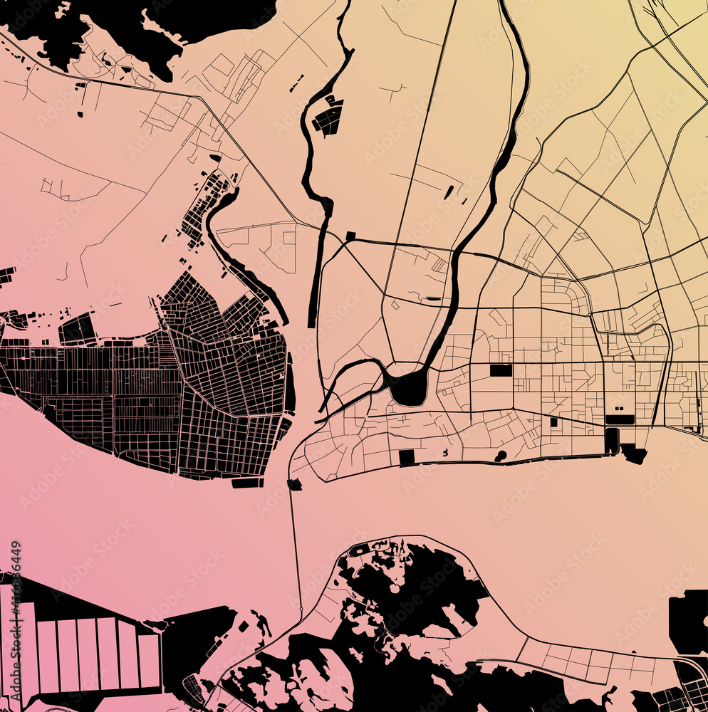 Shantou, Guangdong, China (CHN) - Urban vector city map with parks ...