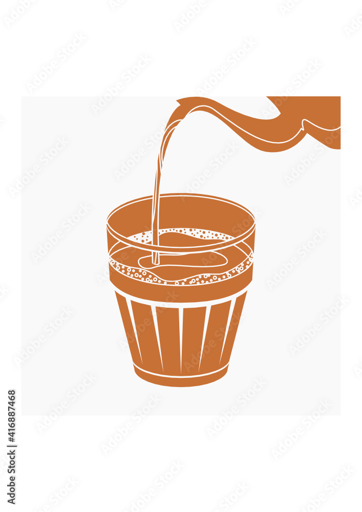 Editable Isolated Top Side View Flat Monochrome Pouring Masala Chai ...