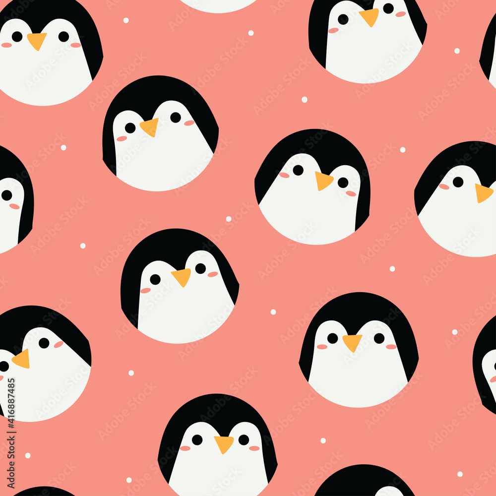Seamless pattern with cute cartoon penguin for fabric print, textile ...