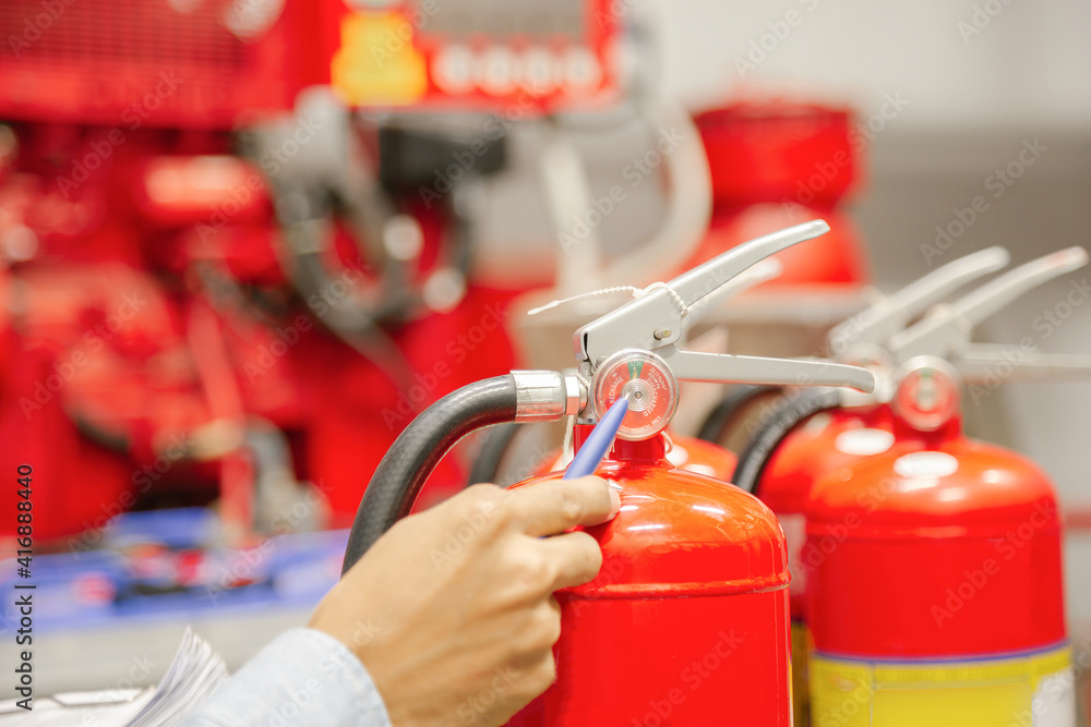 Engineer inspection Fire extinguisher and fire hose,Ready to use in the ...