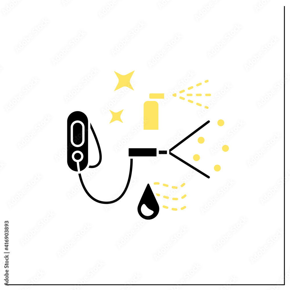 Sanitization services glyph icon.Sterilization houses process.Room ...