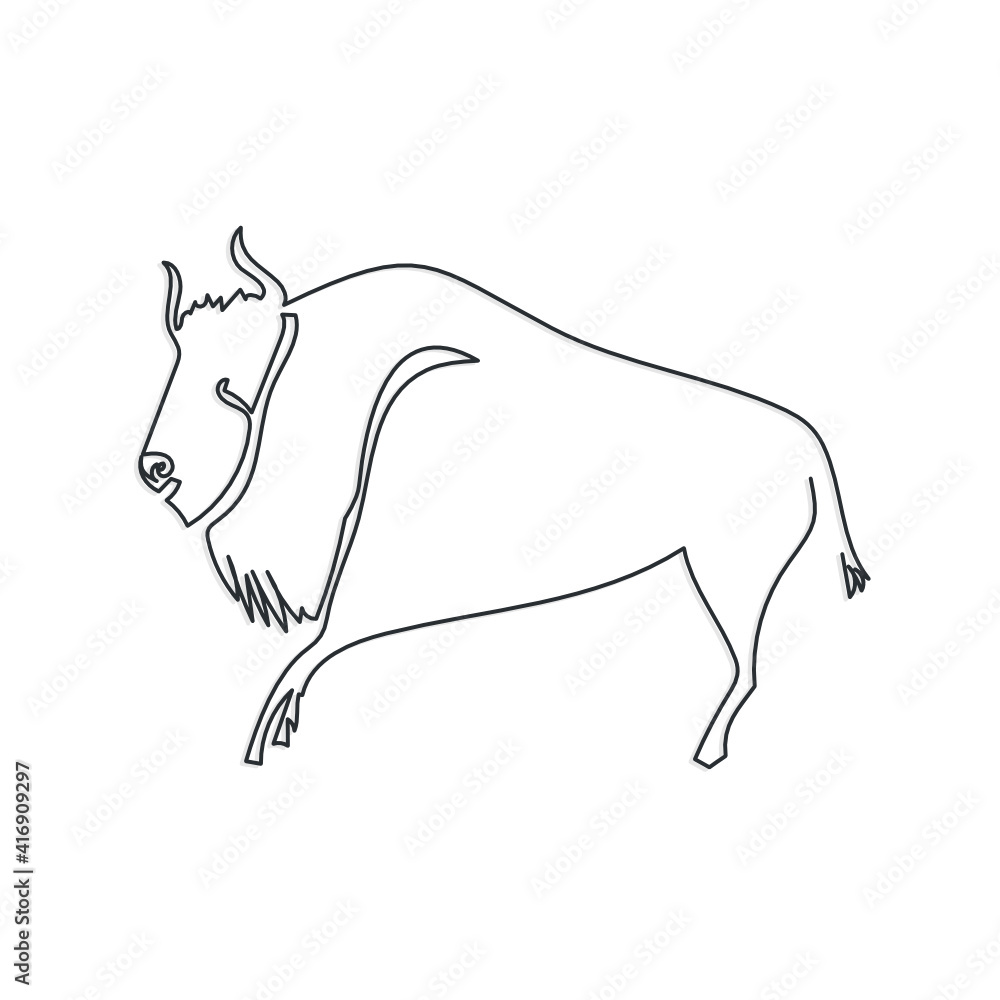 bull one line cave drawing vector illustration Stock Vector | Adobe Stock