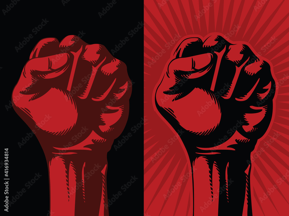 Raised red fist hand symbol revolution communism socialism Stock Vector ...