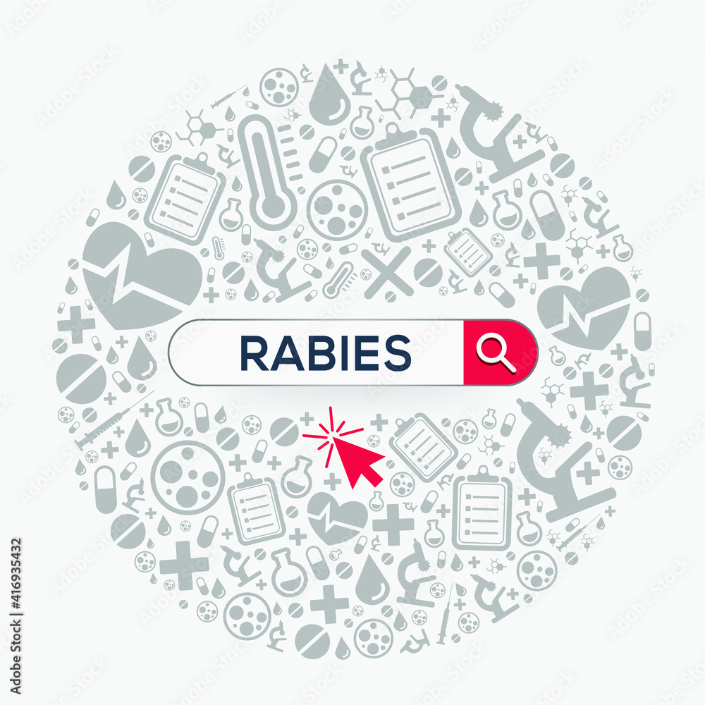 (Rabies) disease written in search bar, Vector illustration Stock ...