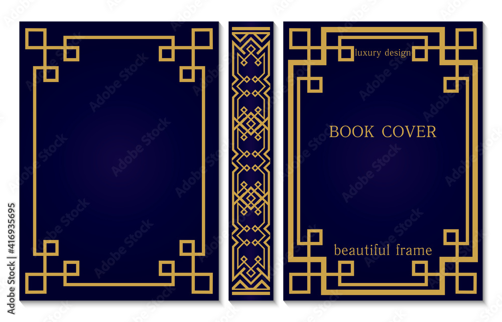 Cover design template for Book. Set of spine front and back hardcover ...