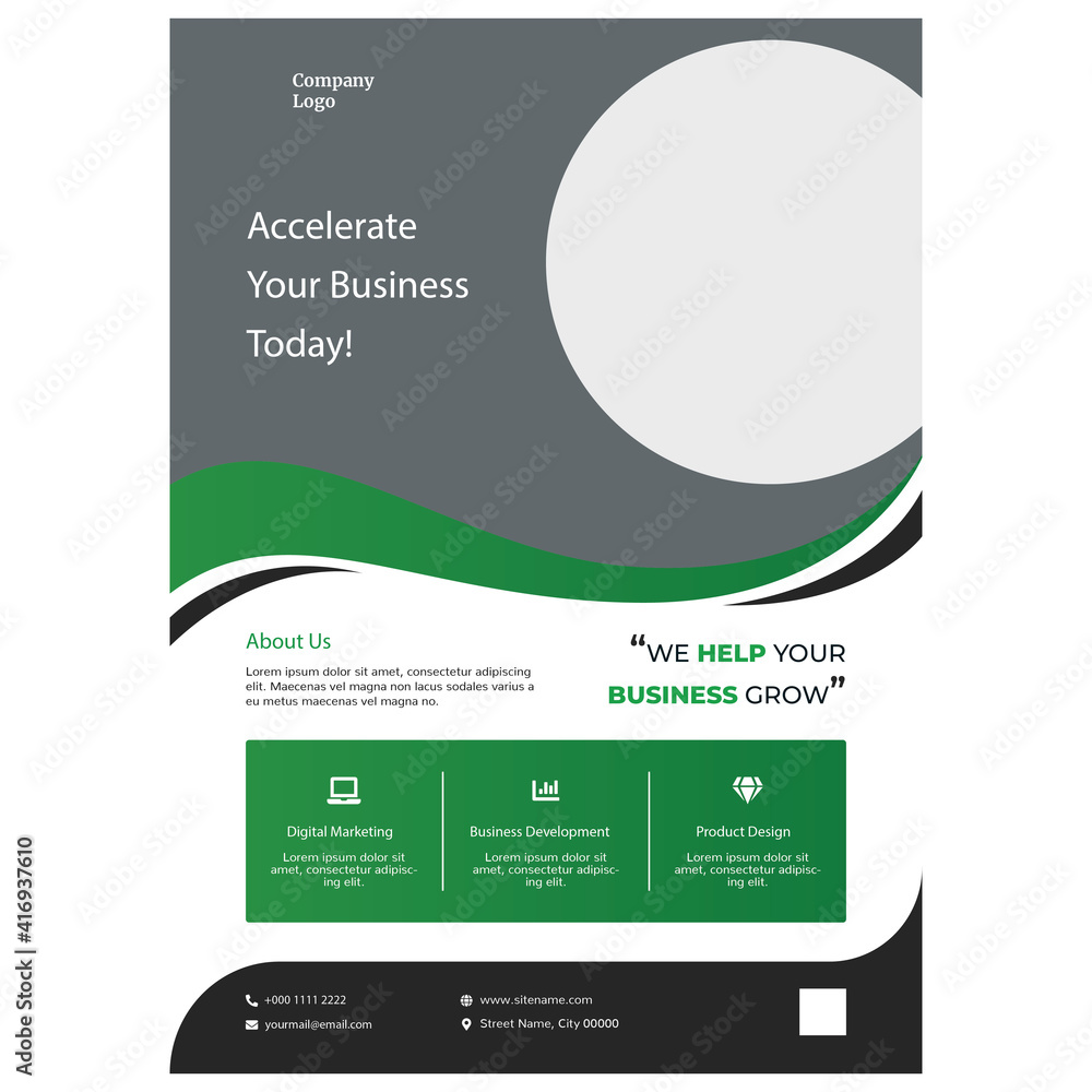 Modern style flyer template A4 size with bleeds high resolution vector ...