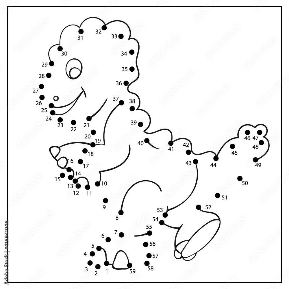 Kids worksheet. Children game dot to dot connect drawing of dinosaur ...