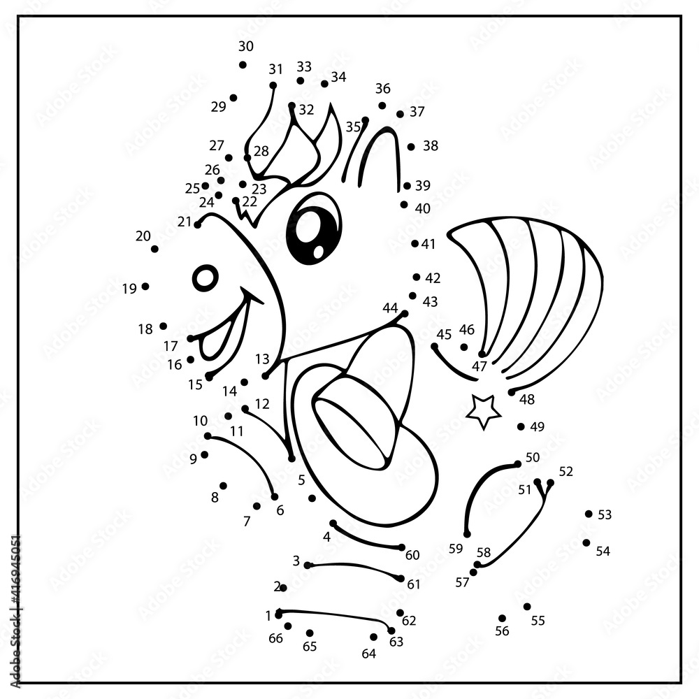 Dot to dot children game. Connect drawing of a unicorn. Kids worksheet ...