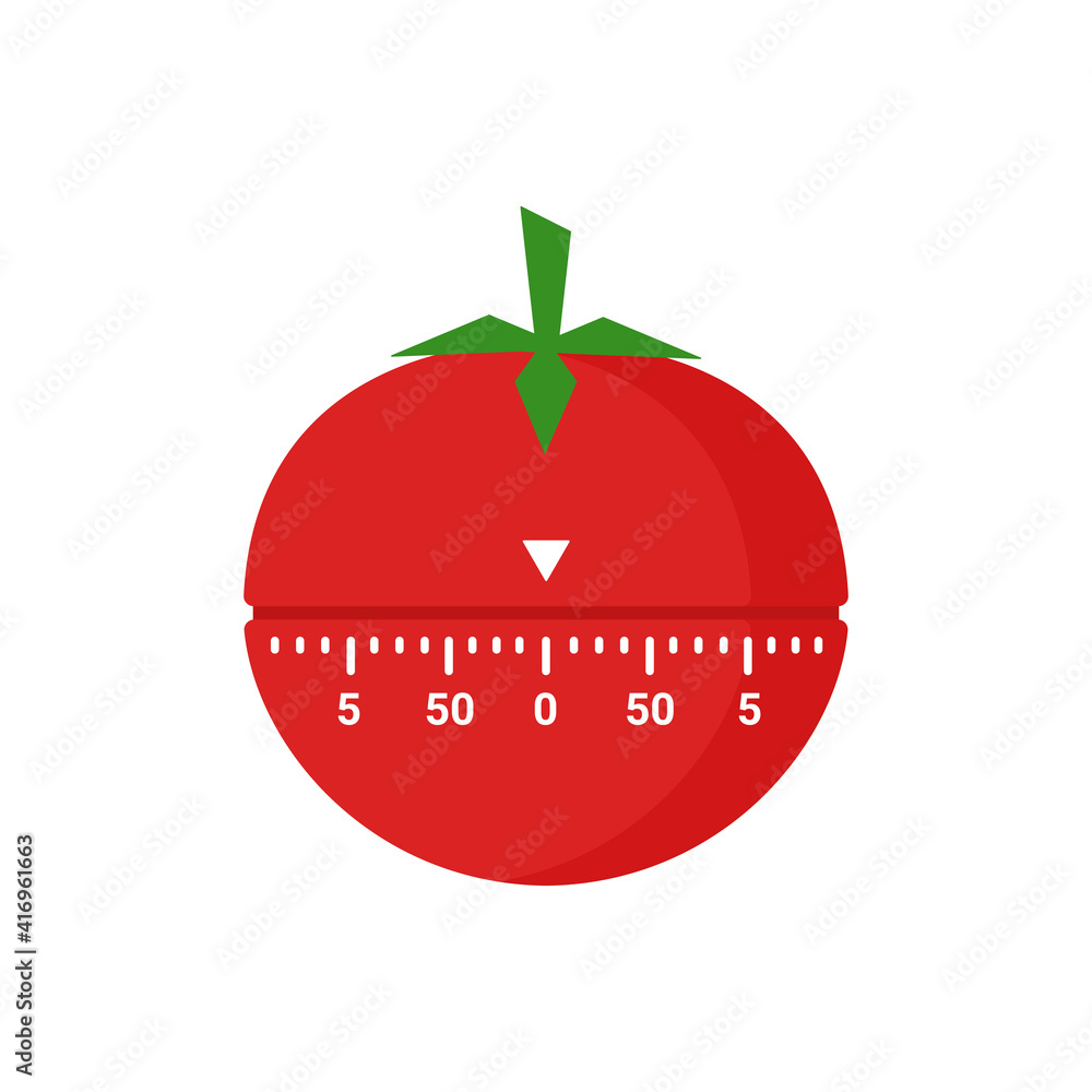 Bright kitchen timer, icon isolated on white background. Pomodoro ...