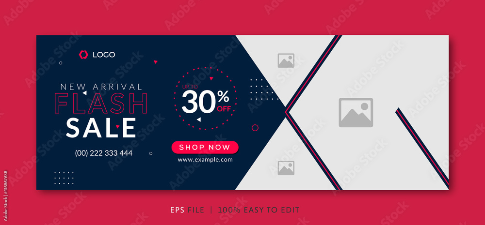 Flash sale facebook cover page timeline web ad banner template with ...